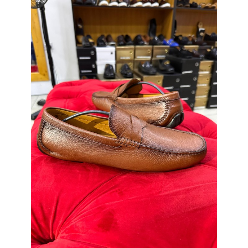 Tan Italian leather drivers Size 42 Color Brown